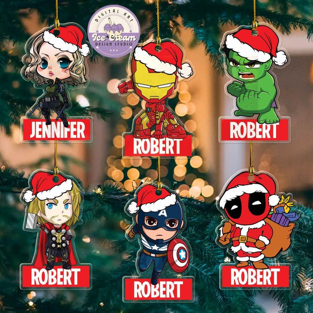Personalized Superheroes Santa Disney Christmas Ornament, Marvel ...