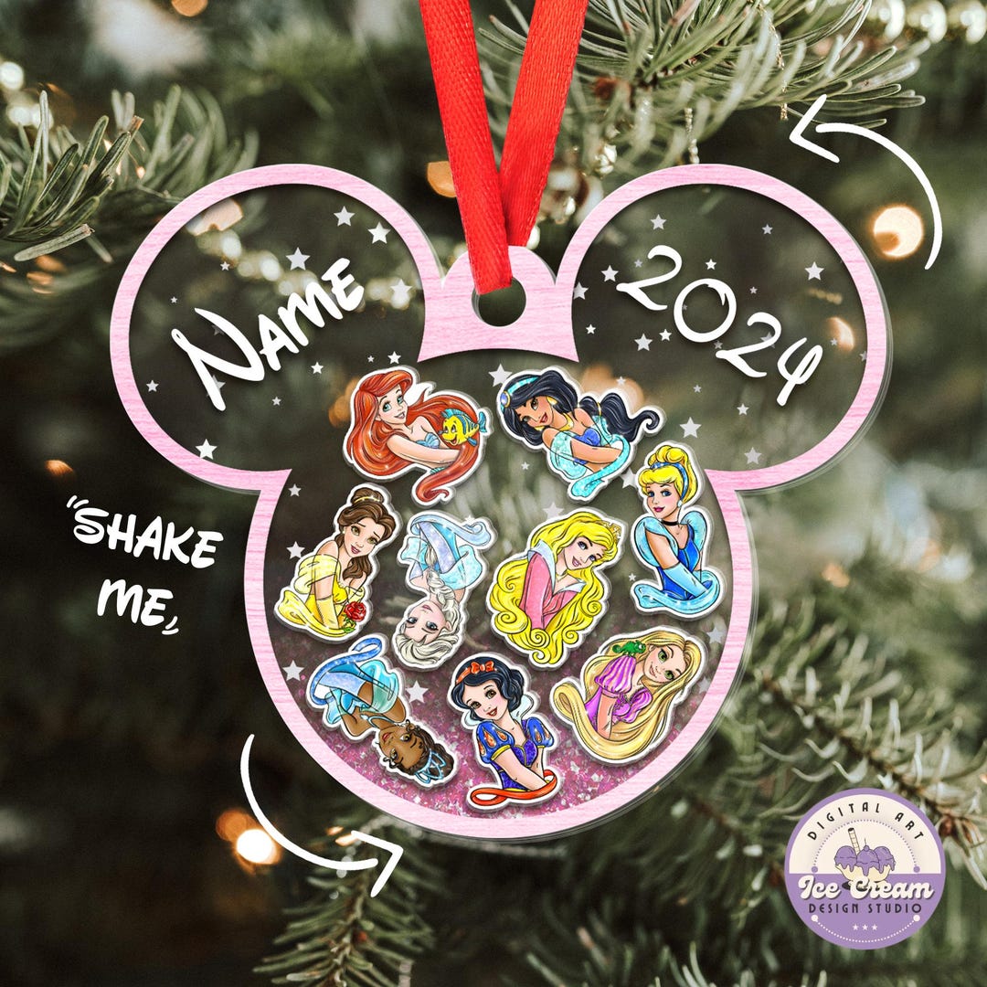 Personalized Disney Princess Shaker Ornament, Disney Christmas Ornament ...