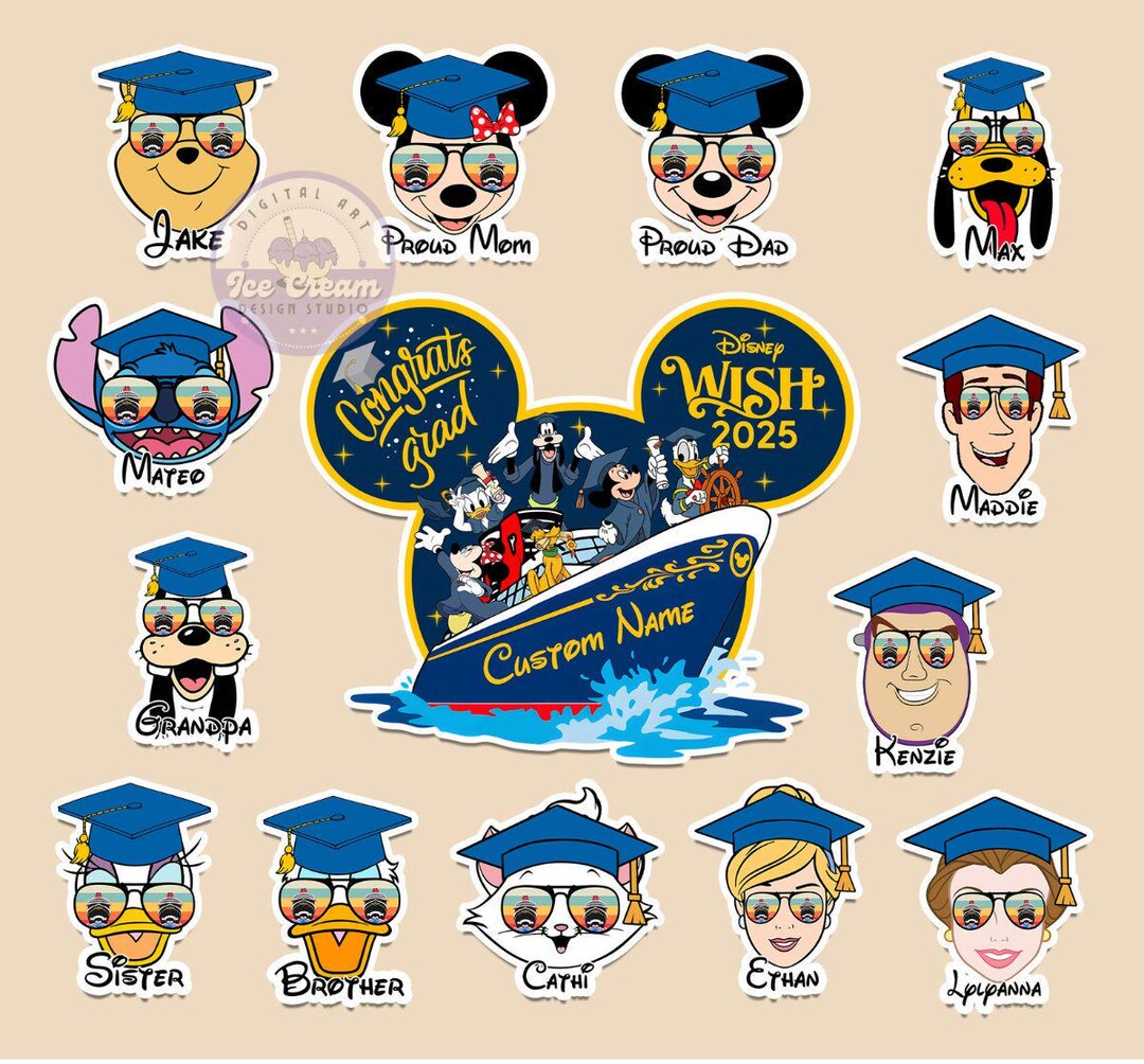 Personalized Disney Graduation Cruise Magnet, All Characters Mickey ...