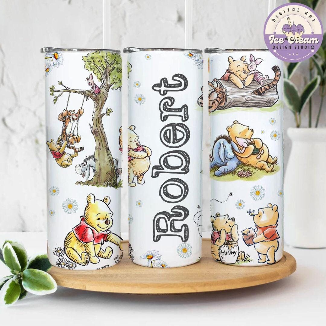 Personalized Winnie the Pooh Sketch Disney Tumbler, Pooh Bear Birthday ...