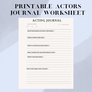 Printable Actors Journaling Worksheet/diary for Audition/class/job ...