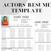 Editable Actors Resume Template With Headshot in Corner for Actors ...