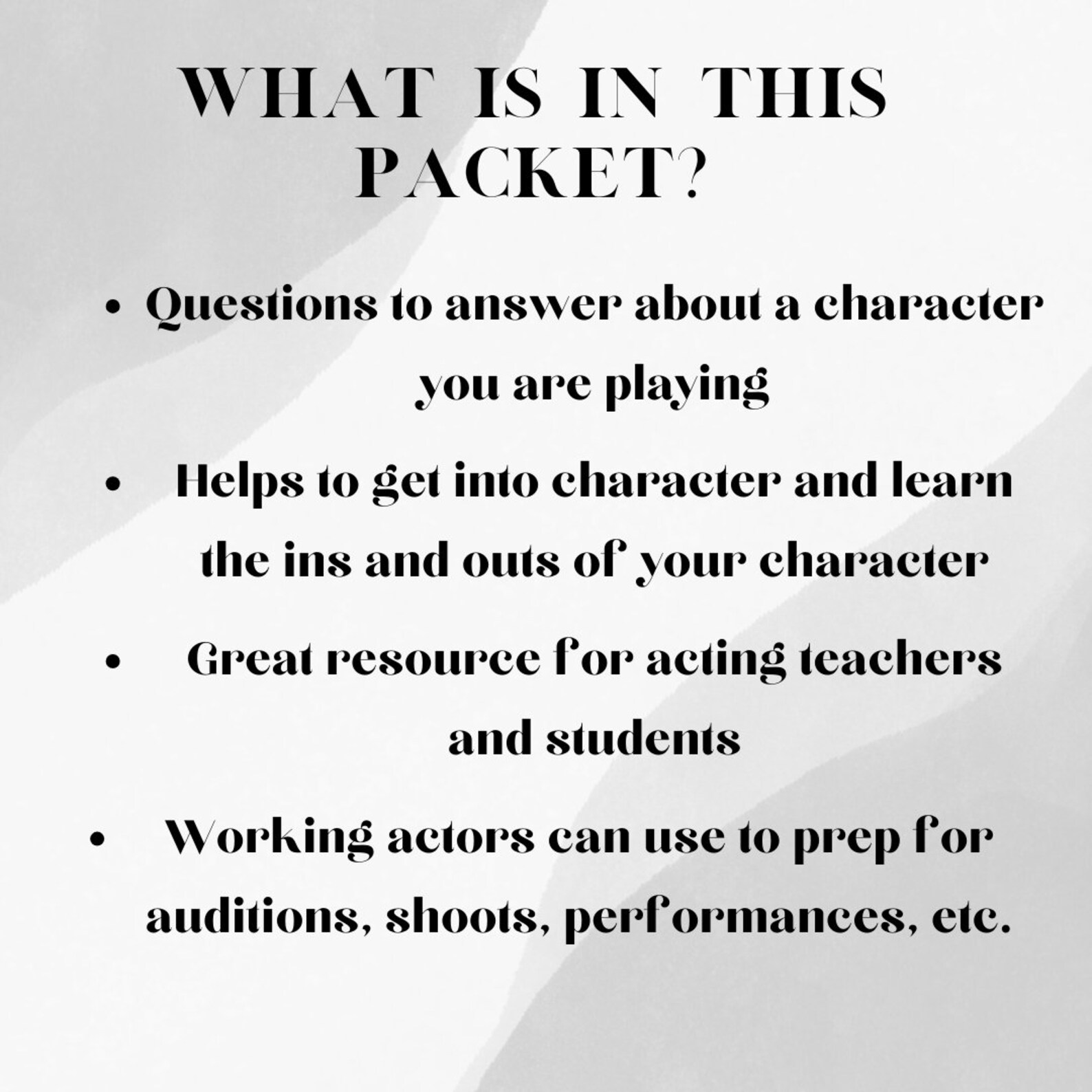 Printable Acting Worksheet Packet For Actors Actresses Thespians
