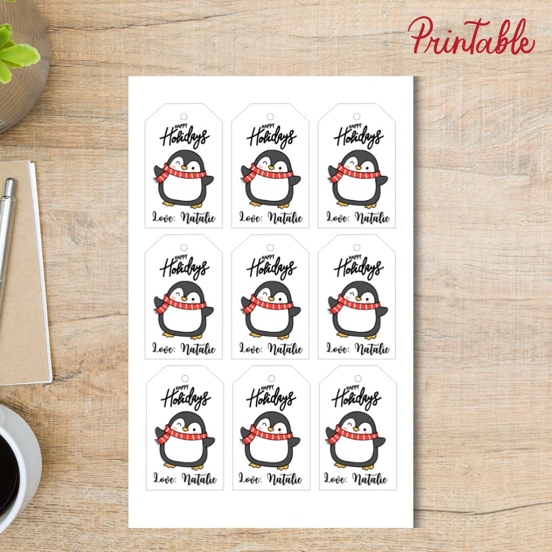 Editable Holiday Gift Tags, Printable Christmas Happy Holidays Tags ...
