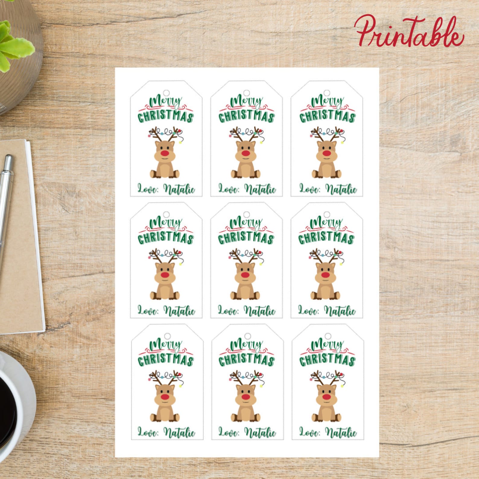 Editable Christmas Gift Tags Printable Tags With Merry - Etsy