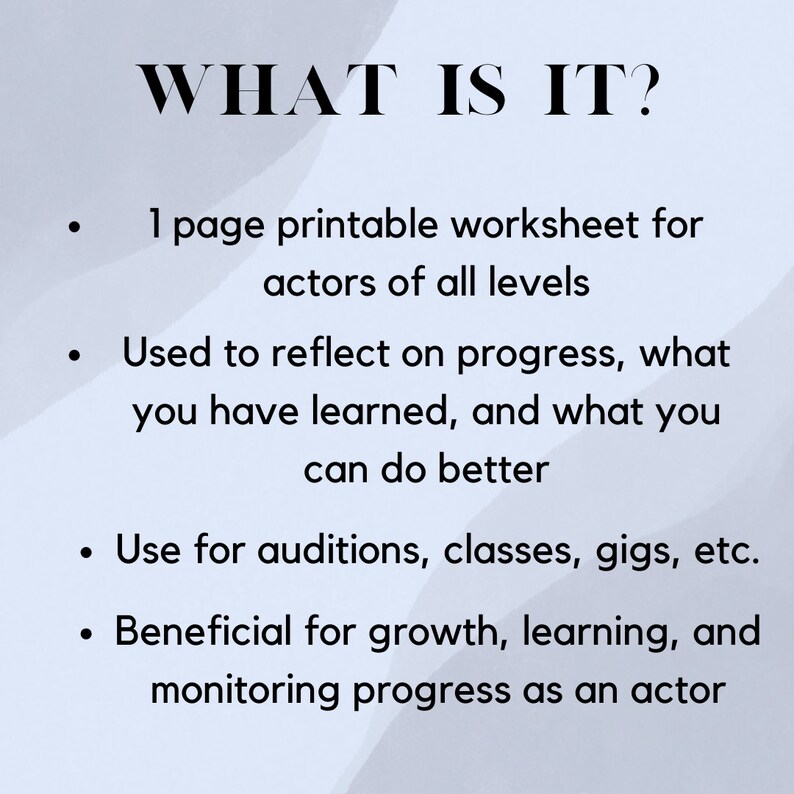 Printable Actors Journaling Worksheet/diary for Audition/class/job ...