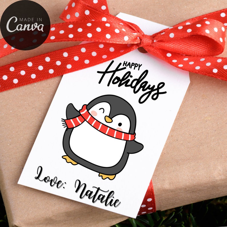 Editable Holiday Gift Tags, Printable Christmas Happy Holidays Tags ...