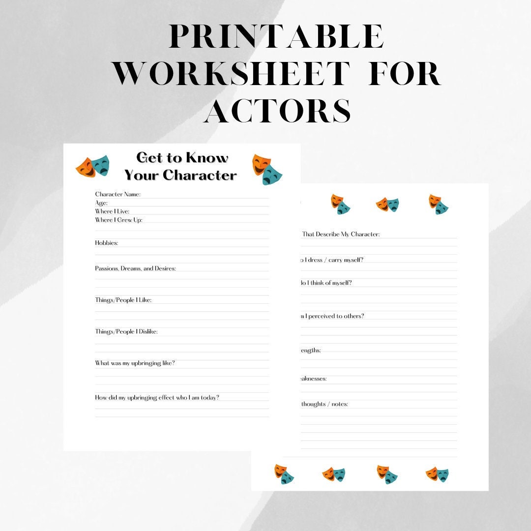 Printable Acting Worksheet Packet For Actors Actresses Thespians