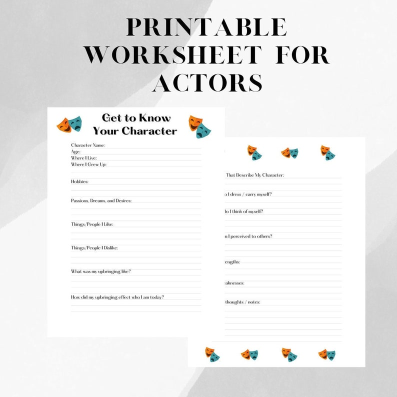Printable Actor's Worksheet: Scene Study & Audition Prep (PDF Download ...