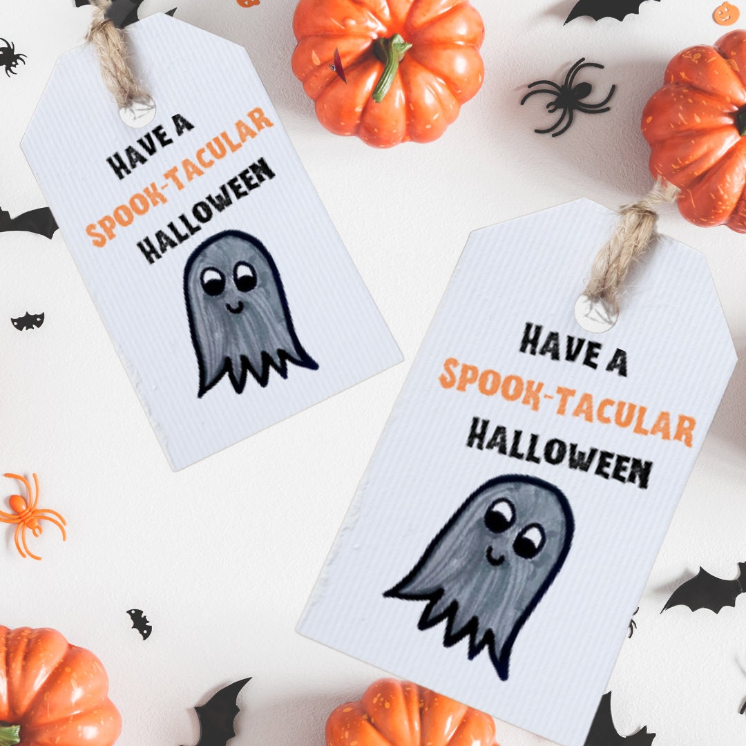 Printable Halloween Gift Tags, Cute Hand Drawn Ghost Design, Party ...