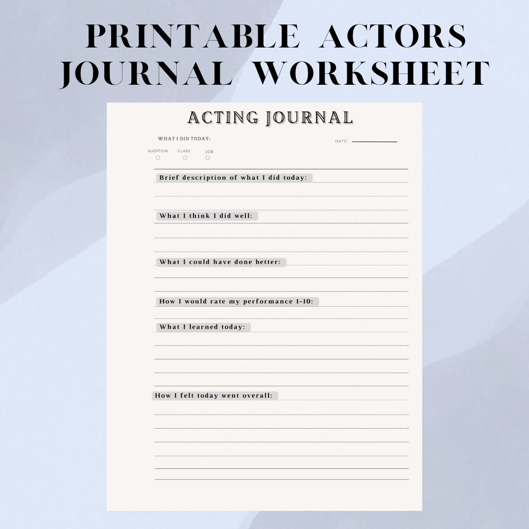 Printable Actors Journaling Worksheet/diary for Audition/class/job ...