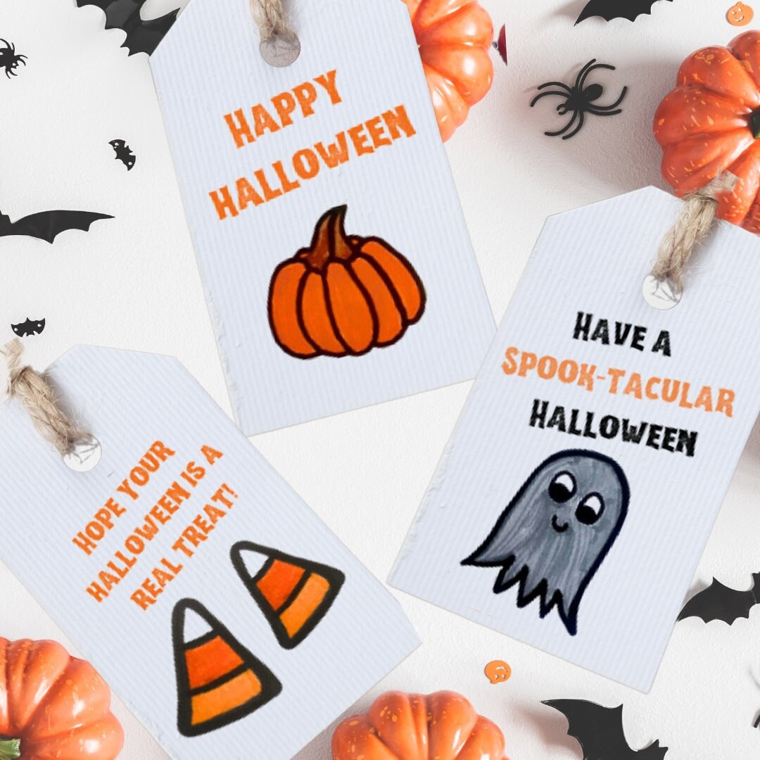 Printable Halloween Gift Tags Bundle, 3 Pack, Cute Halloween Designs ...