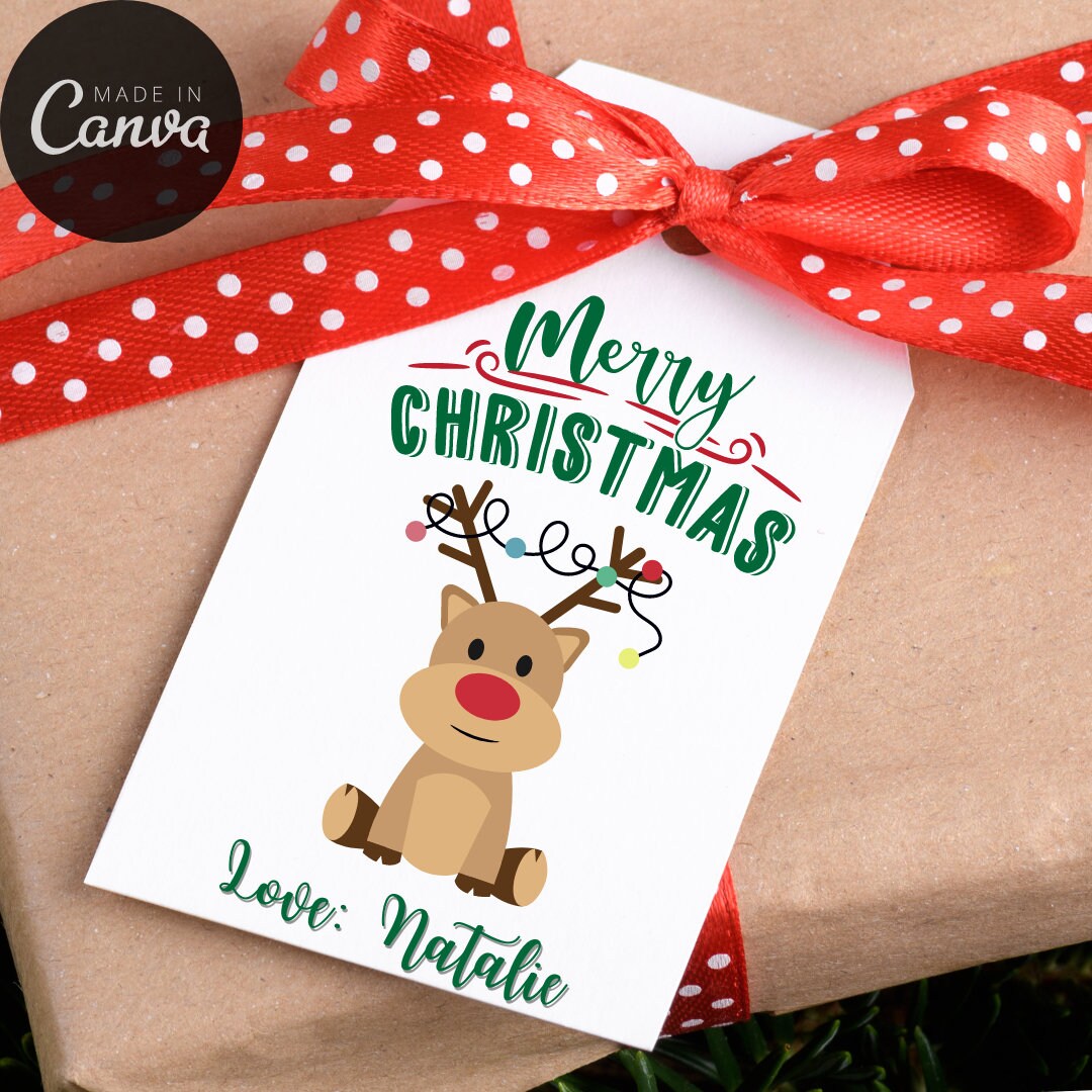 Editable Christmas Gift Tags Printable Tags With Merry - Etsy