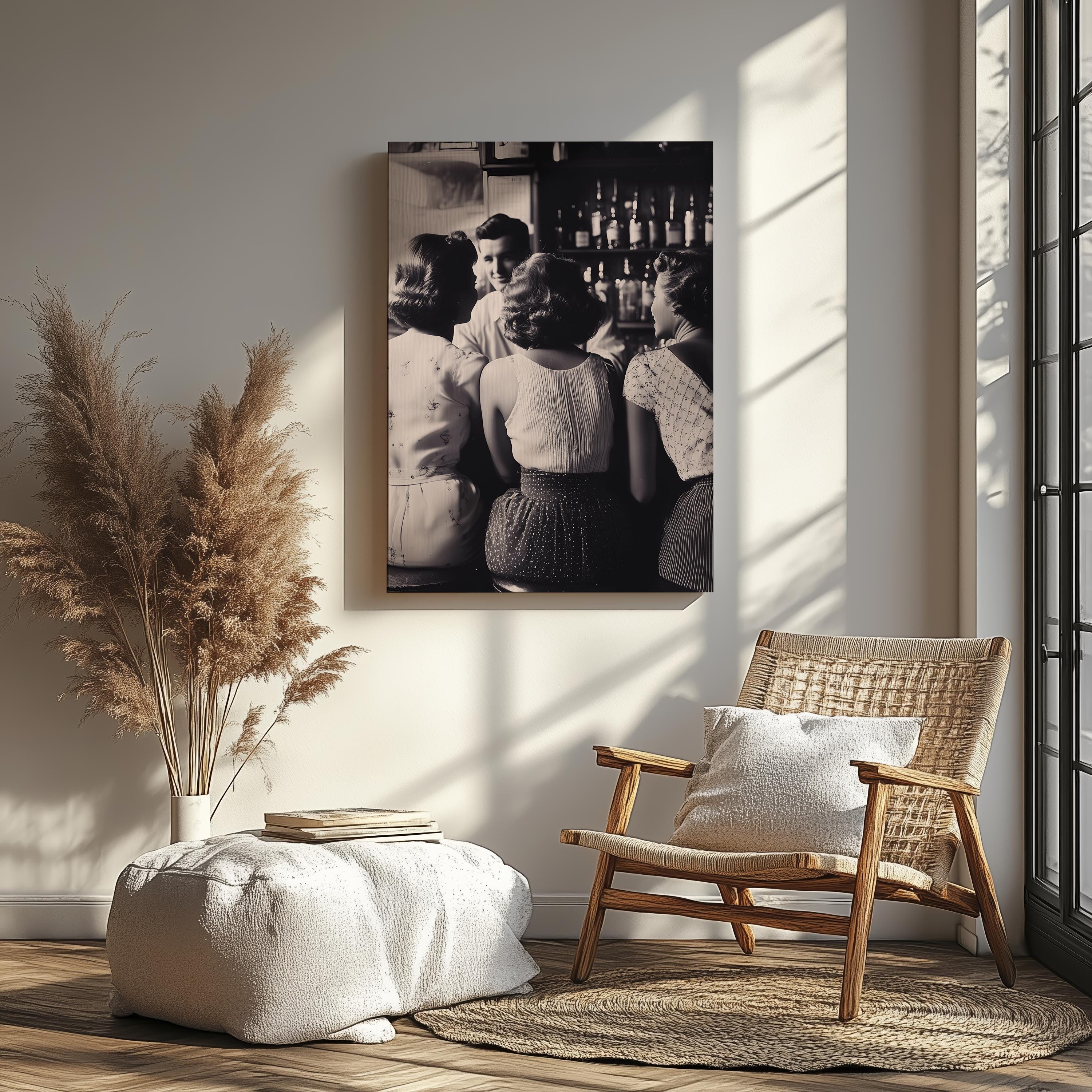 1940s Vintage Bar Scene Poster Print – Retro Black and White Women’s ...