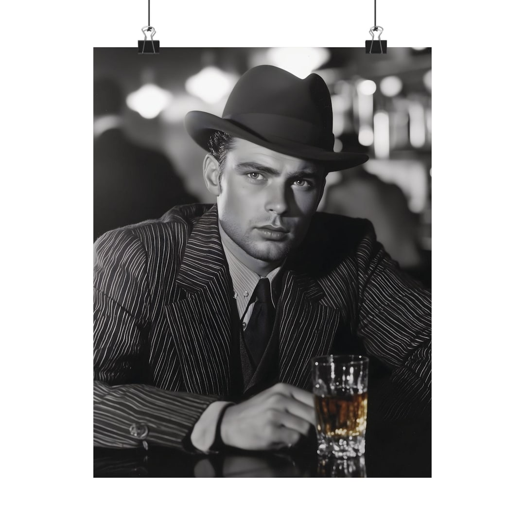 Vintage Noir Gentleman Poster Print, 1940s Film Noir Wall Art, Black ...