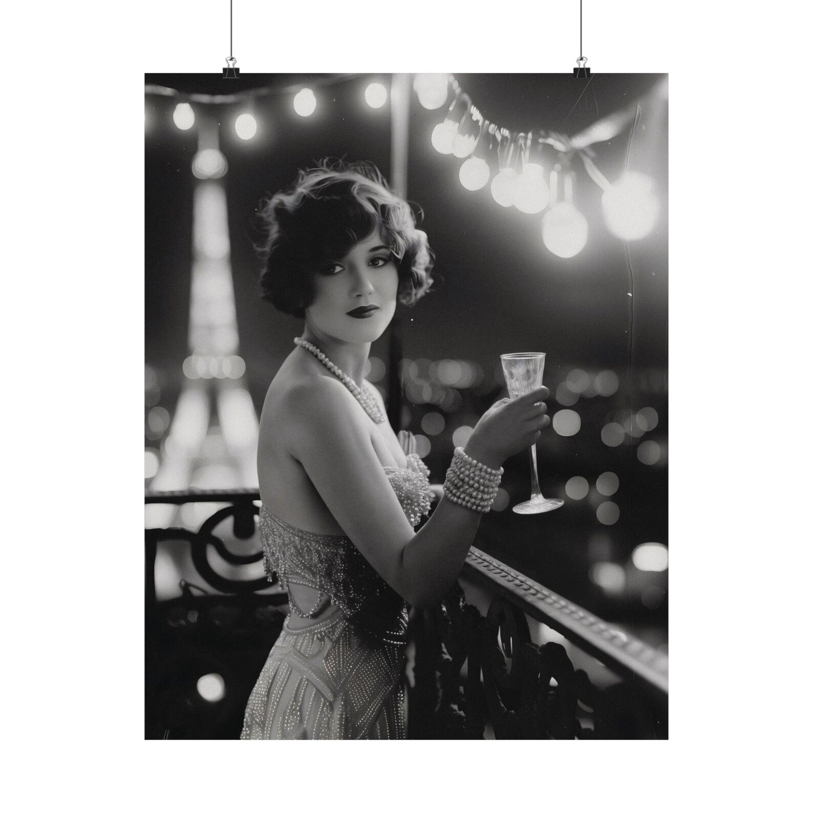1920s Paris Flapper Poster Print | Vintage-inspired Eiffel Tower Print ...