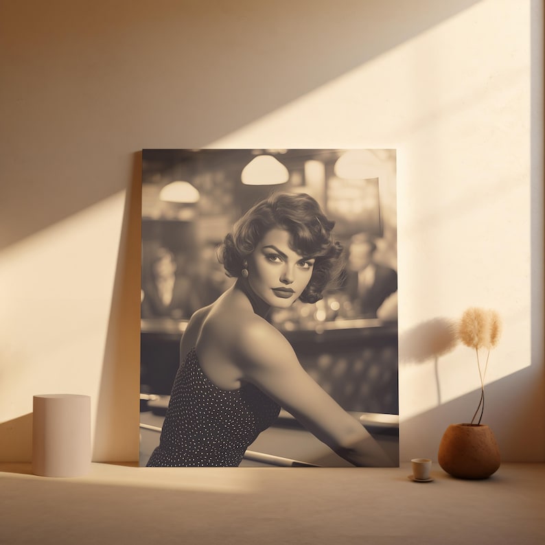 1950s Glamour Woman Poster: Retro Pool Hall Art Print - Etsy