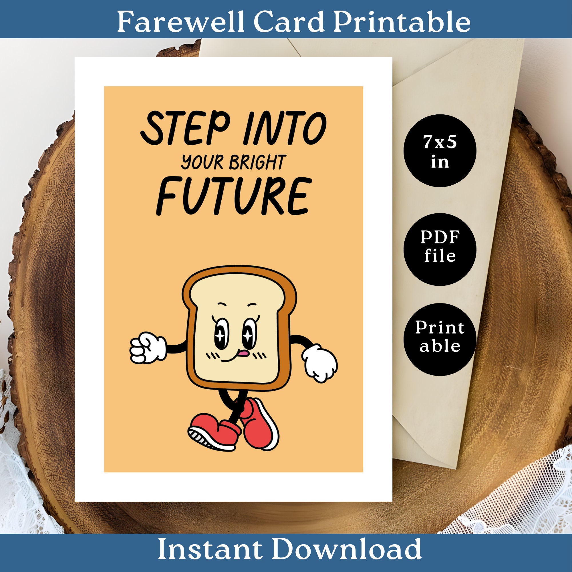 Cute Farewell Card Printable for Coworker, Cute Retro Cartoon Card ...