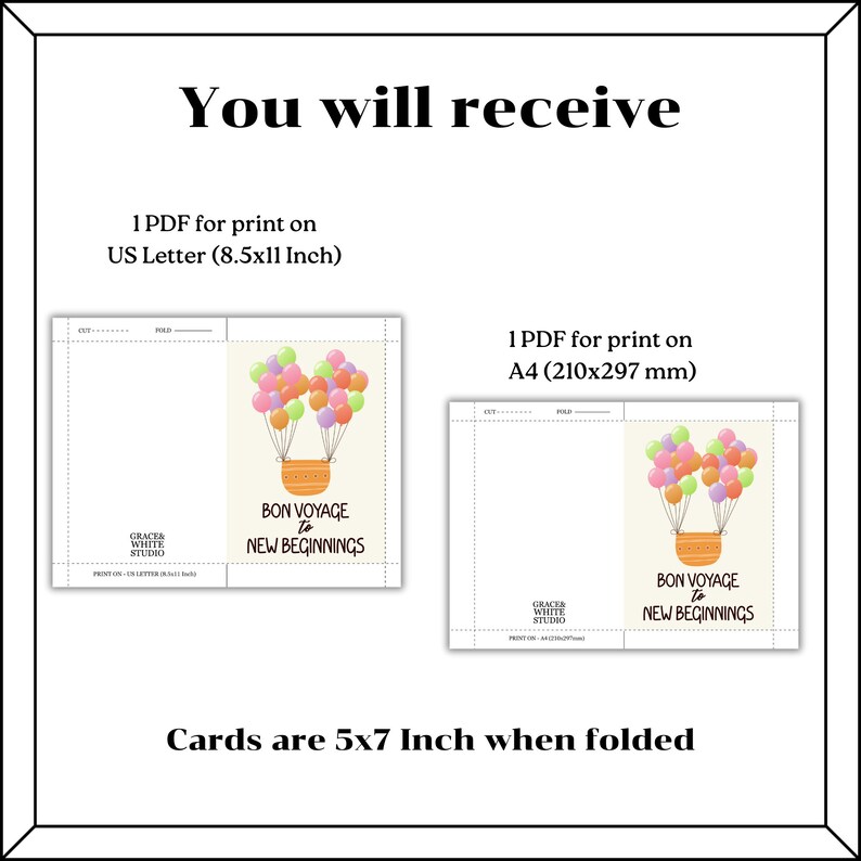 Farewell Card Printable Balloon Goodbye Card Printable 5x7 - Etsy