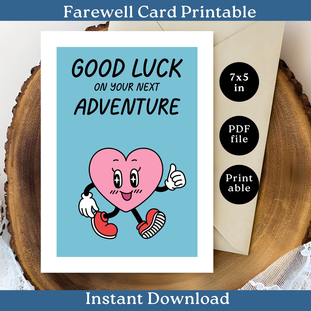 Cute Farewell Card Printable for Coworker, Cute Retro Cartoon Card ...