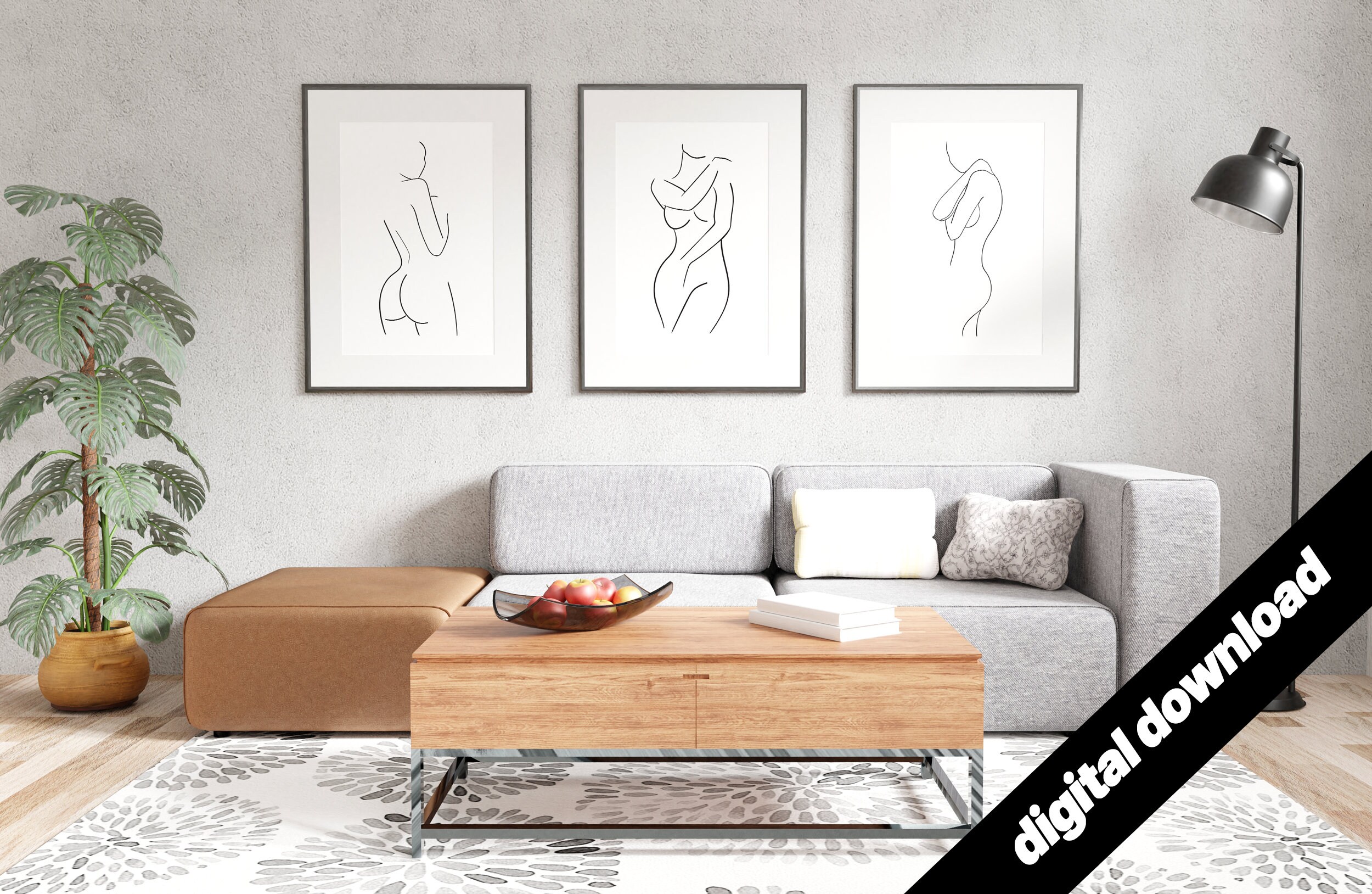 Contemporary Woman Outline Art - 6-piece Line Art Print Set - Quick ...