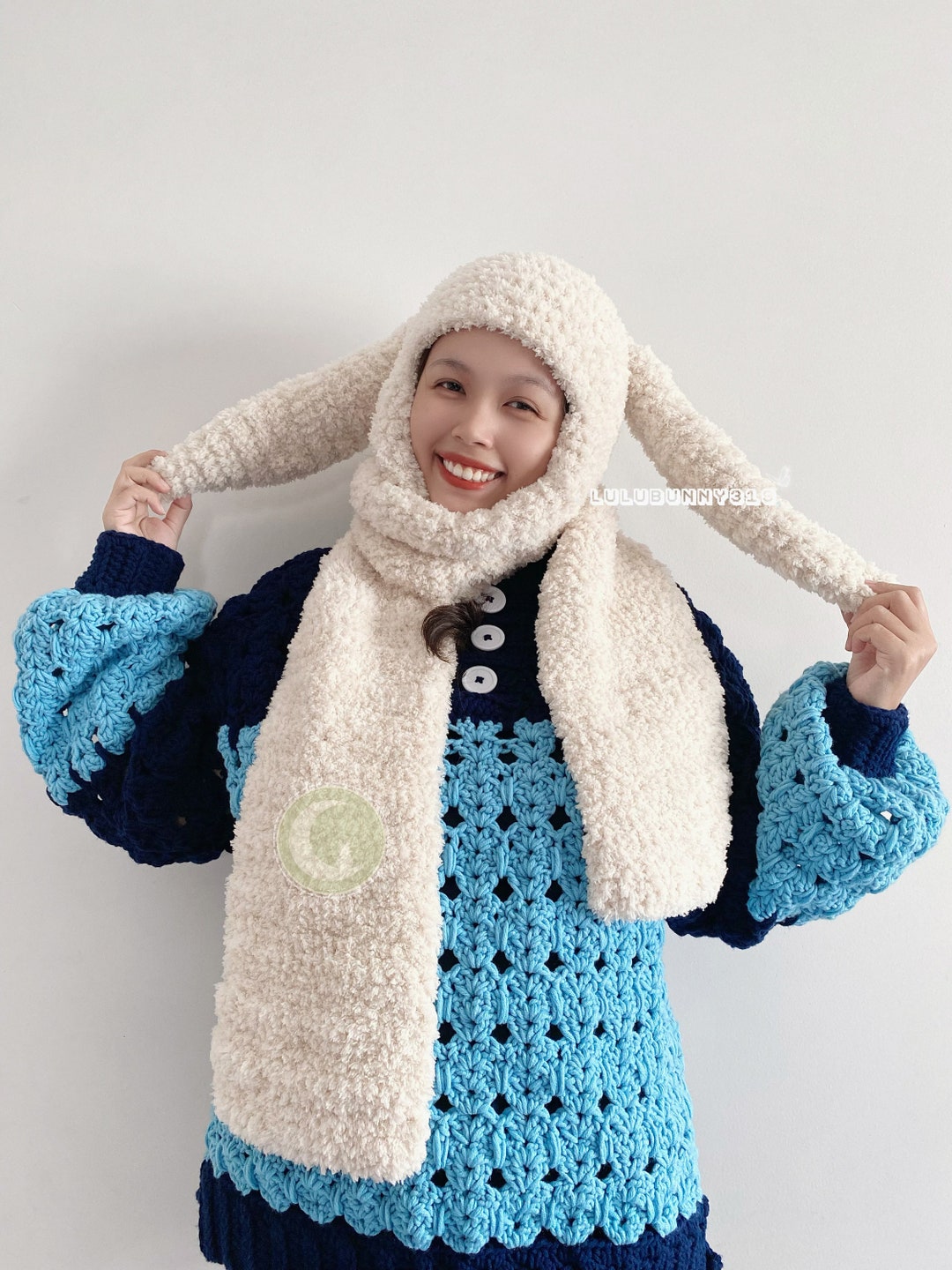 Snow Bunny Scarf Beanie Crochet Pattern Etsy