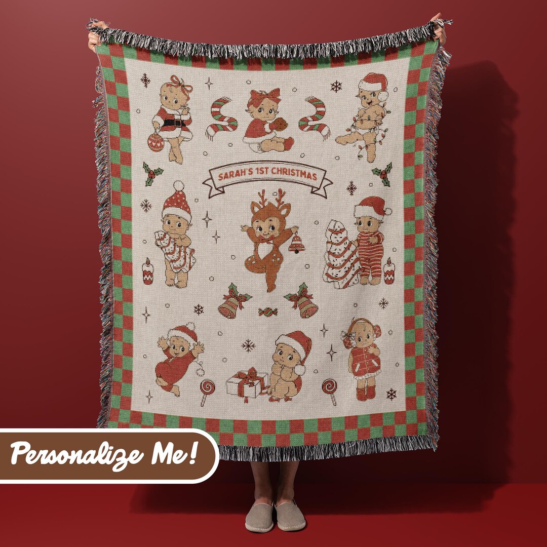 Kewpie Kids Blanket, Cute Holiday Decor, Girls Christmas Blanket, Girls ...