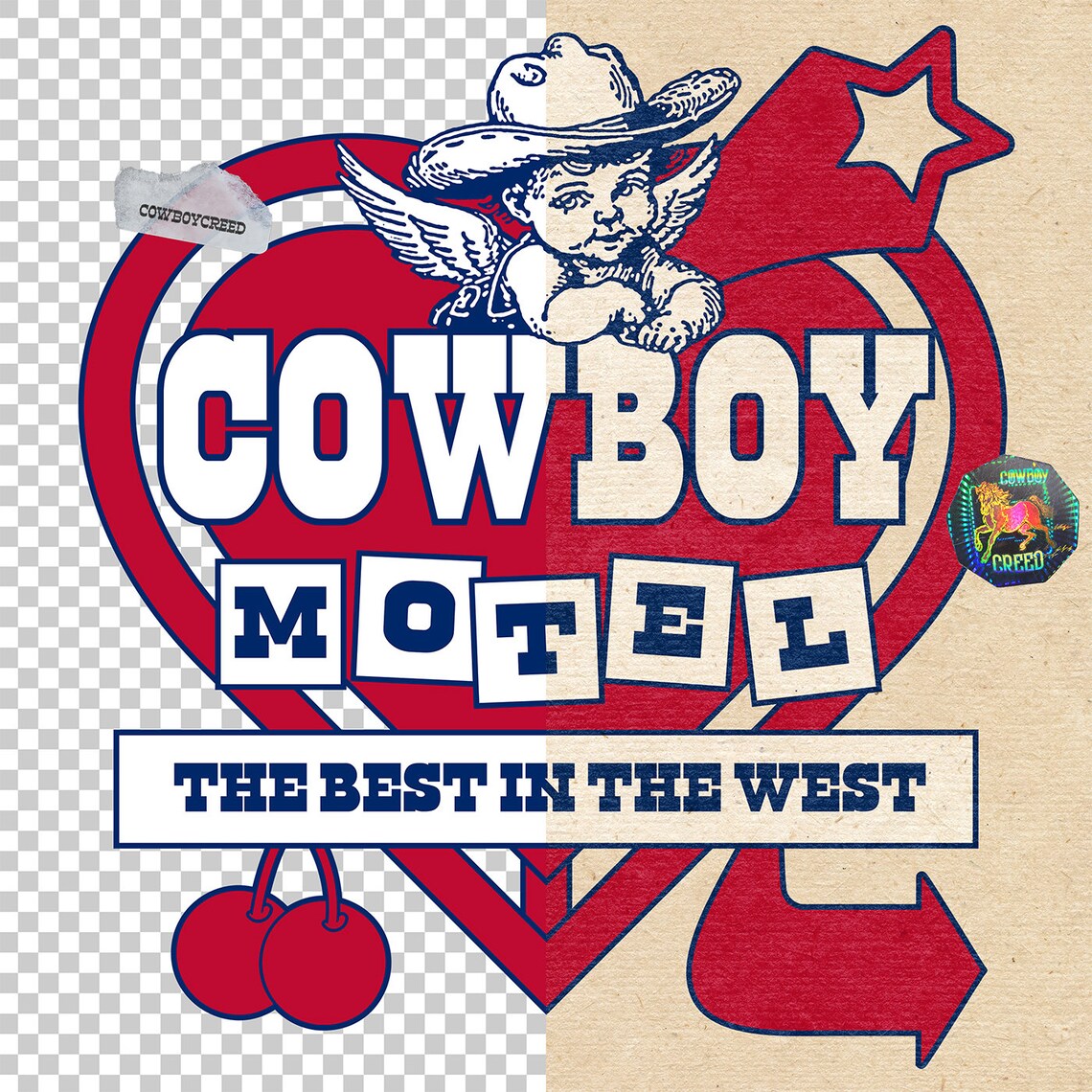 Cowboy Motel Clipart, Vintage Cowboy PNG, Retro Cowboy PNG, Cowboy ...