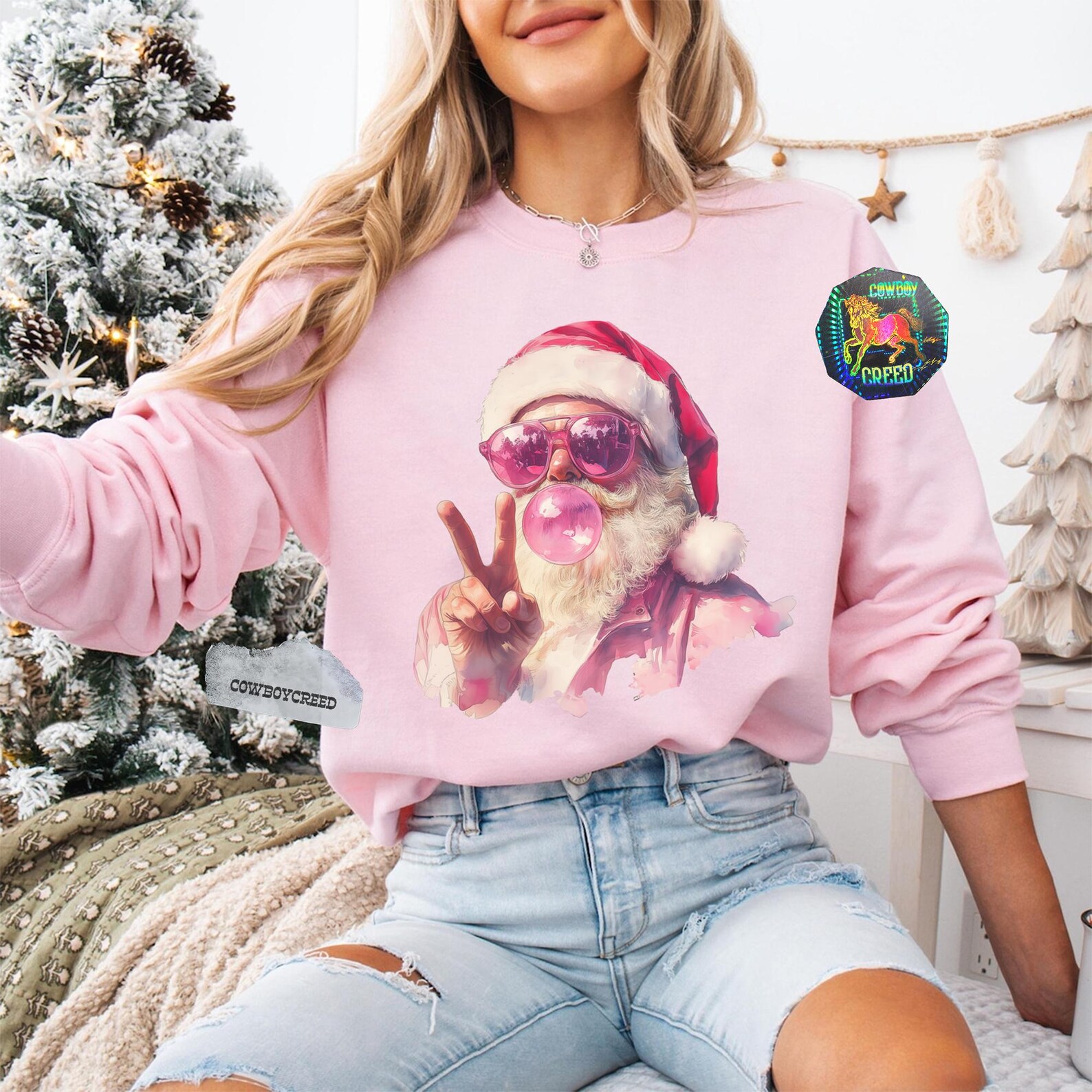 Retro Pink Santa PNG, Santa Peace PNG, Vintage Santa PNG, Funny Santa ...