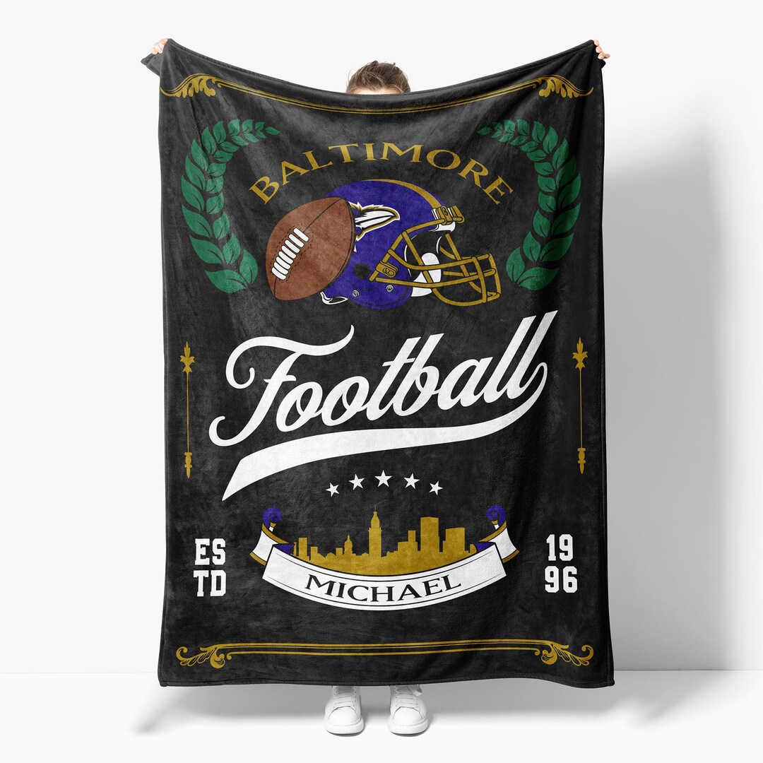Baltimore Football Custom Blanket, Ravens Gift for Him, Ravens Fan Gift ...