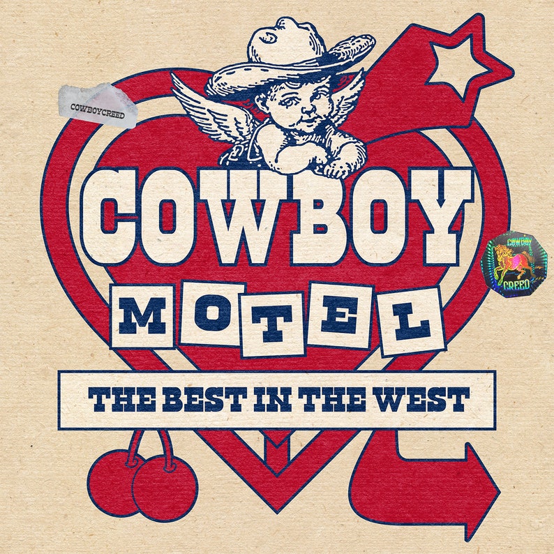 Cowboy Motel Clipart, Vintage Cowboy PNG, Retro Cowboy PNG, Cowboy ...
