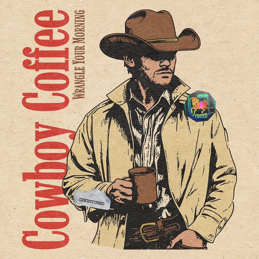 Cowboy Coffee PNG, Retro Cowboy Png, Coffee Cowboy PNG, Cowboy Coffee ...