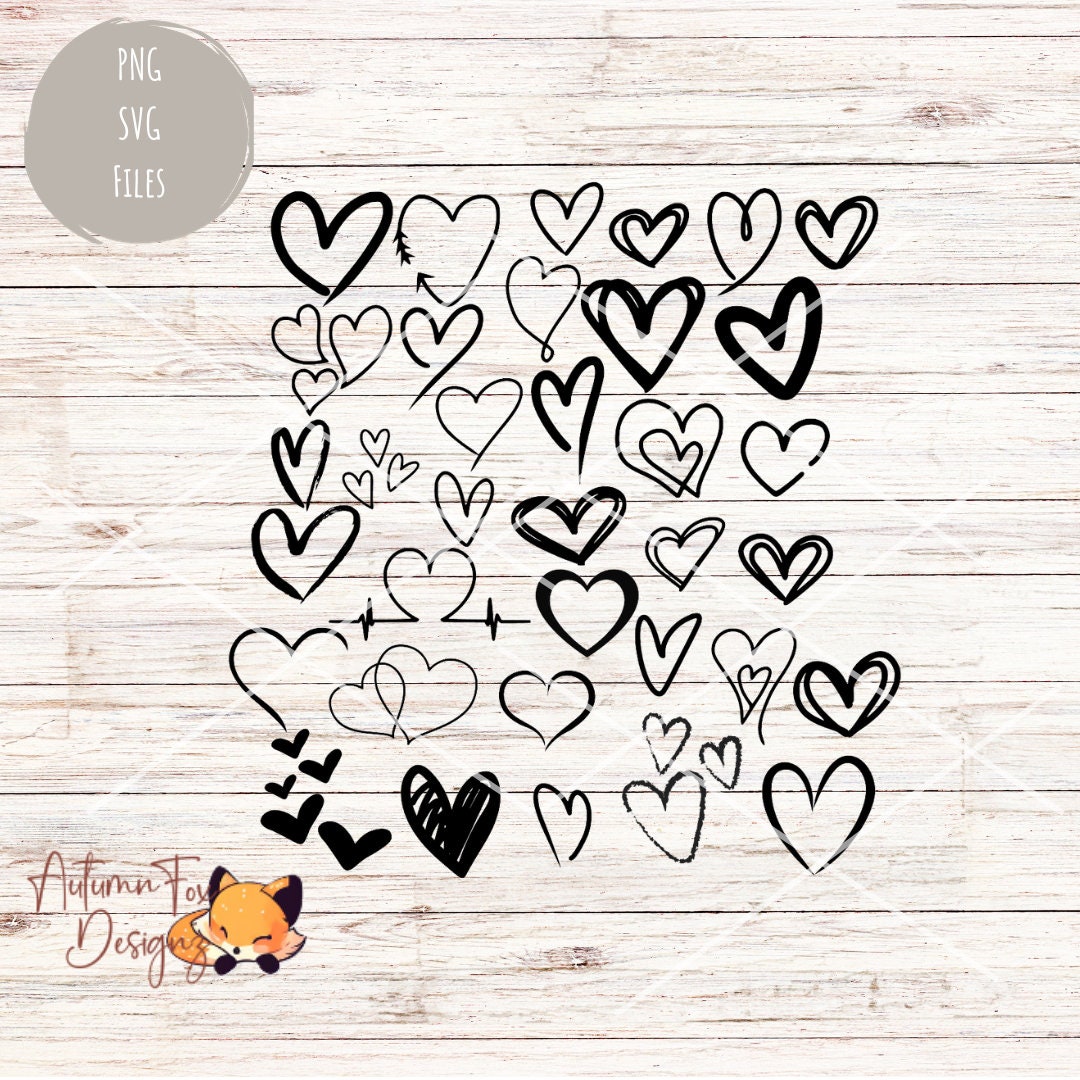 Hearts Outline Svg Png | Digital Download | Cut Files | Valentines Day ...
