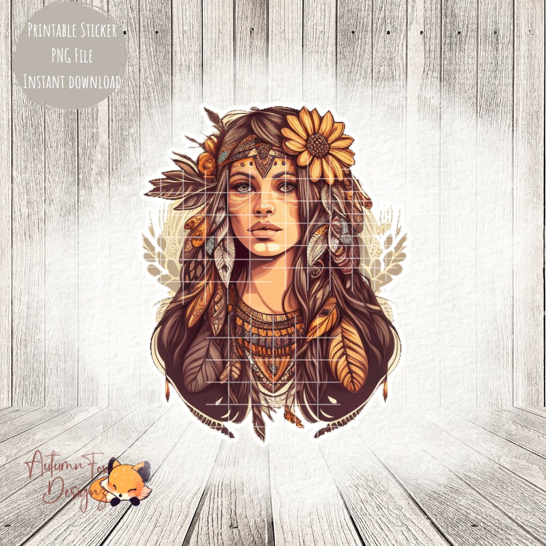 Native American Sticker, Printable Sticker, Png, BOHO, Digital Download ...