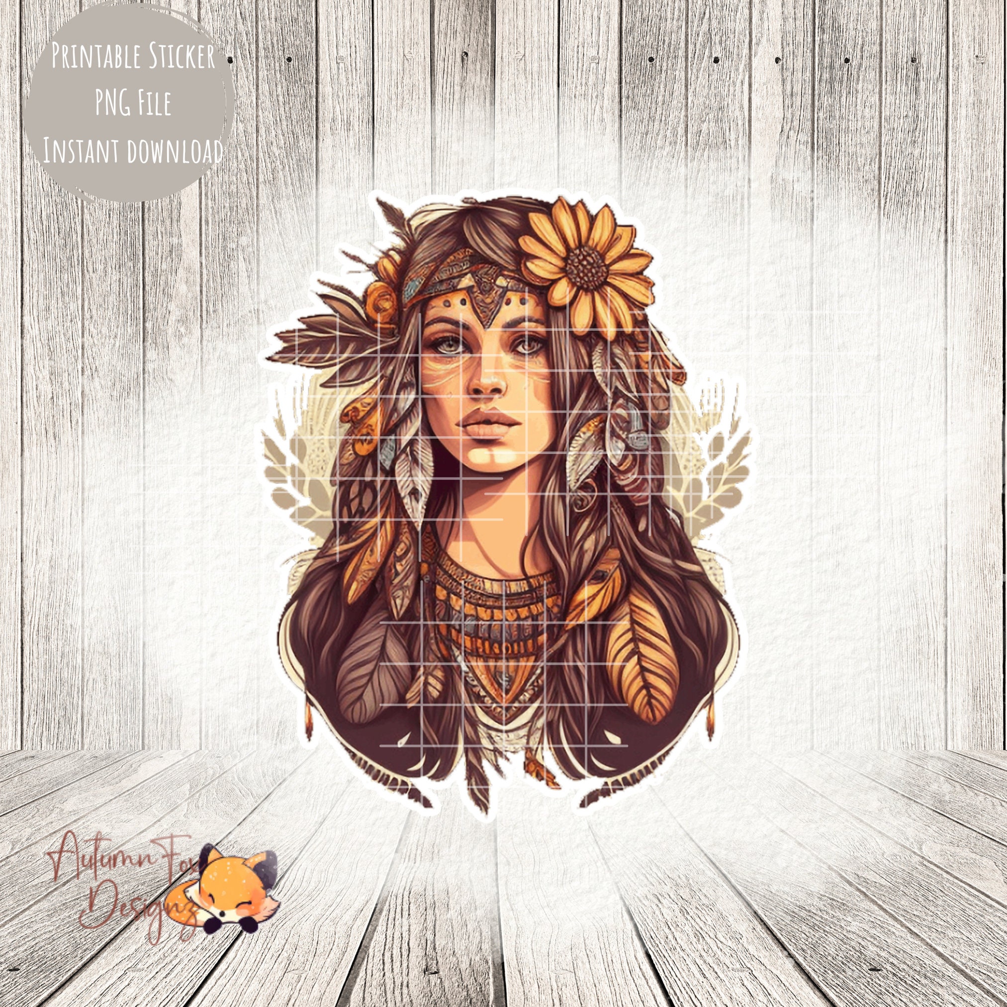 Native American Sticker, Printable Sticker, Png, BOHO, Digital Download ...