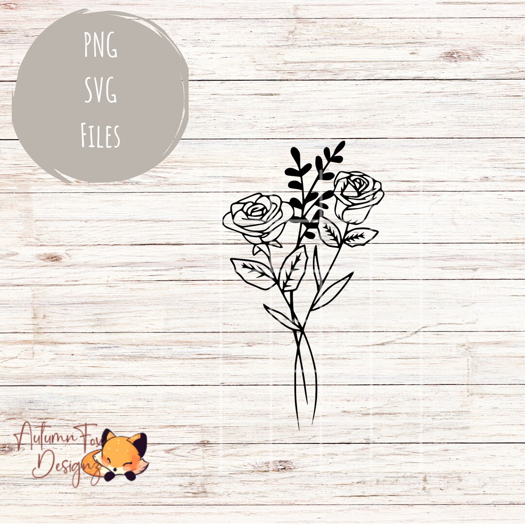 Line Art Rose Flower Svg Png | June Birth Flower | Digital Download ...