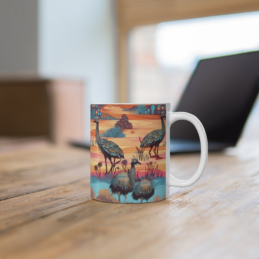 Emu Outback Coffee Mug: Australian Native Fauna Art - Etsy