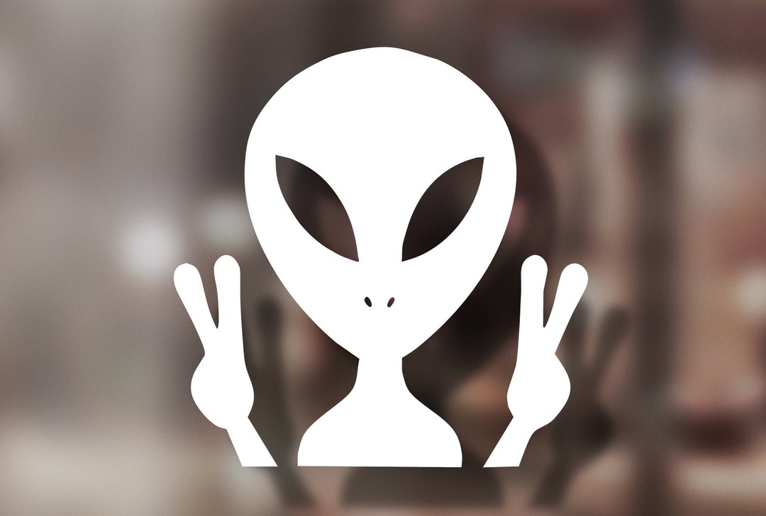 Holographic Alien Sticker Holographic UFO Alien Peace Sticker Alien Car ...