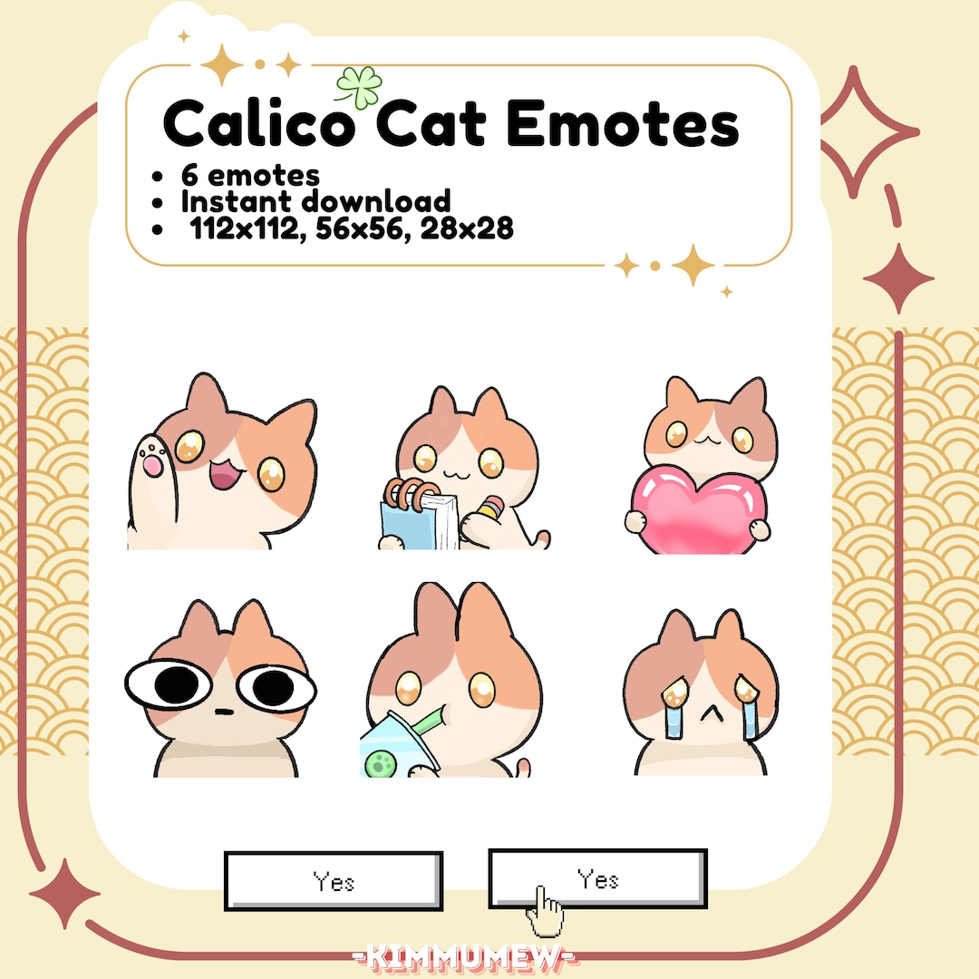 Cute Calico Cat 6 Pack Emotes | Twitch / Discord | Personal Use | Lucky ...