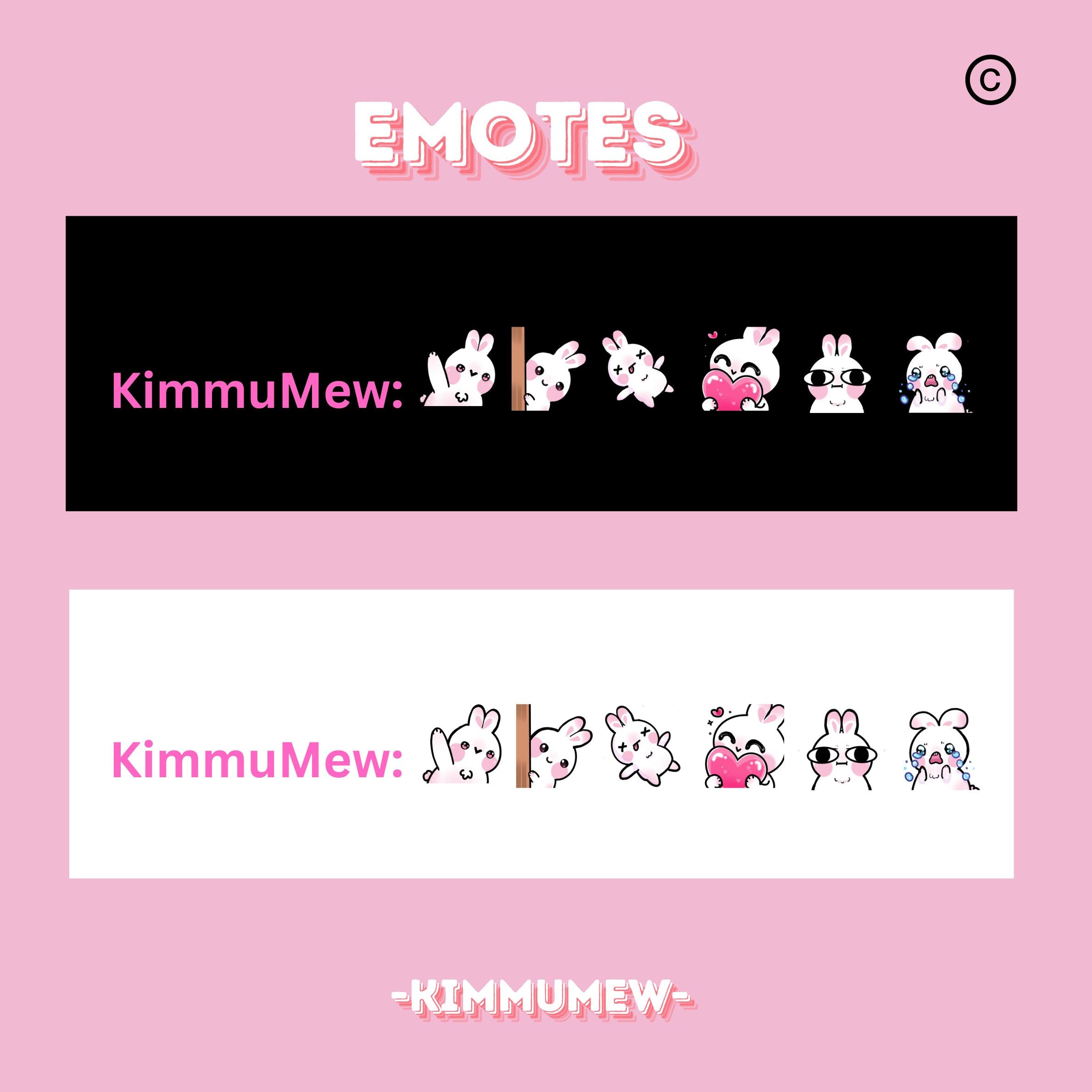Bunny Emotes Sakura | 6 Pack | Pink and White Bunny Emotes - Etsy