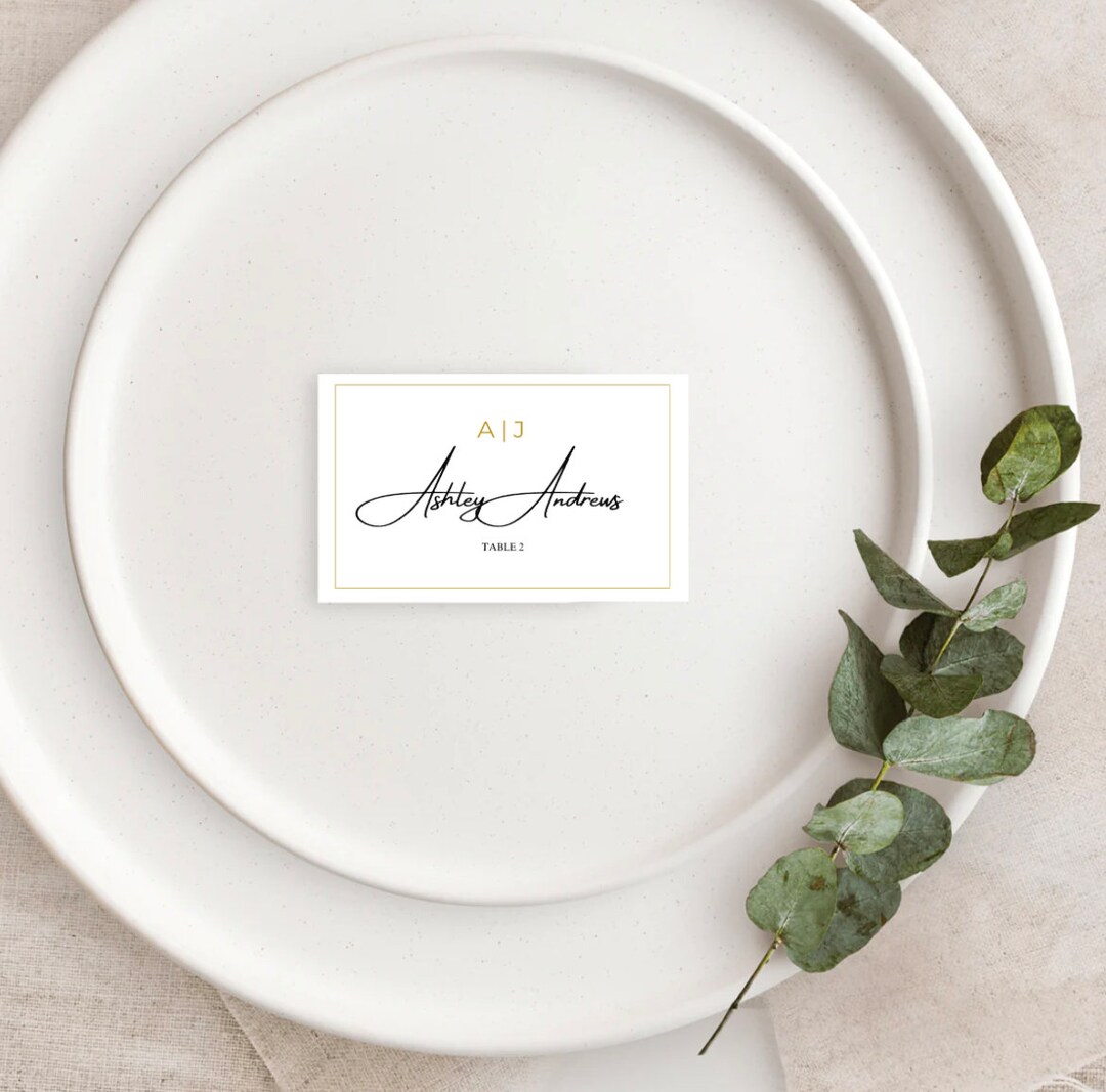 Elegant Gold Place Cards, Custom Wedding Decor, Personalized Name Cards ...