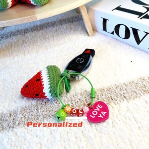 Personalized Crochet Keychain Watermelon Handmade Fruit Keychain ...