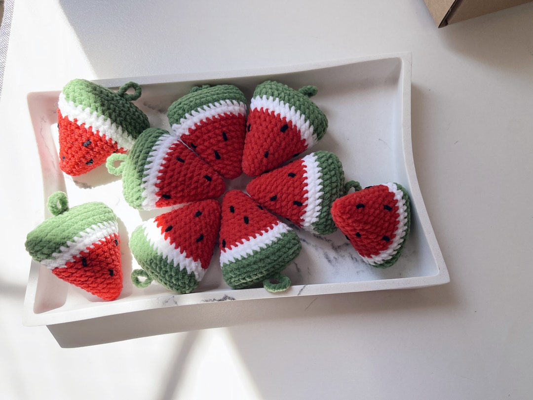 Personalized Crochet Keychain Watermelon Handmade Fruit Keychain ...