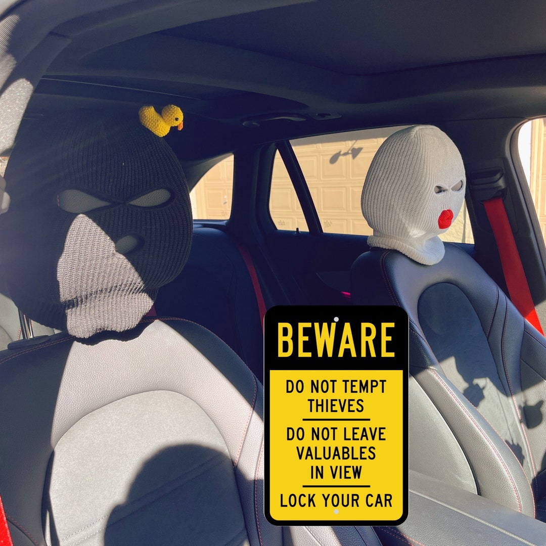 Knitted Ski Mask Car Seat Cover: Funny Car Accessory, Anti-theft Decor ...