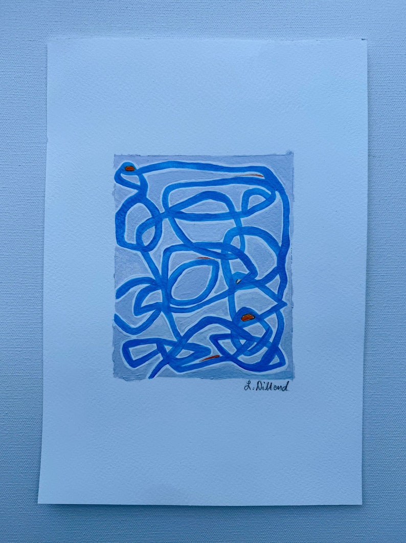 Original Abstract Painting on Paper by Linda Dillard Bright Colorful ...