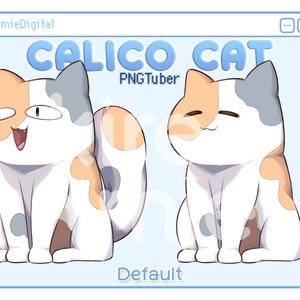 Cute Chibi Calico Cat Pngtuber W/ 4 Expressions for Twitch and ...