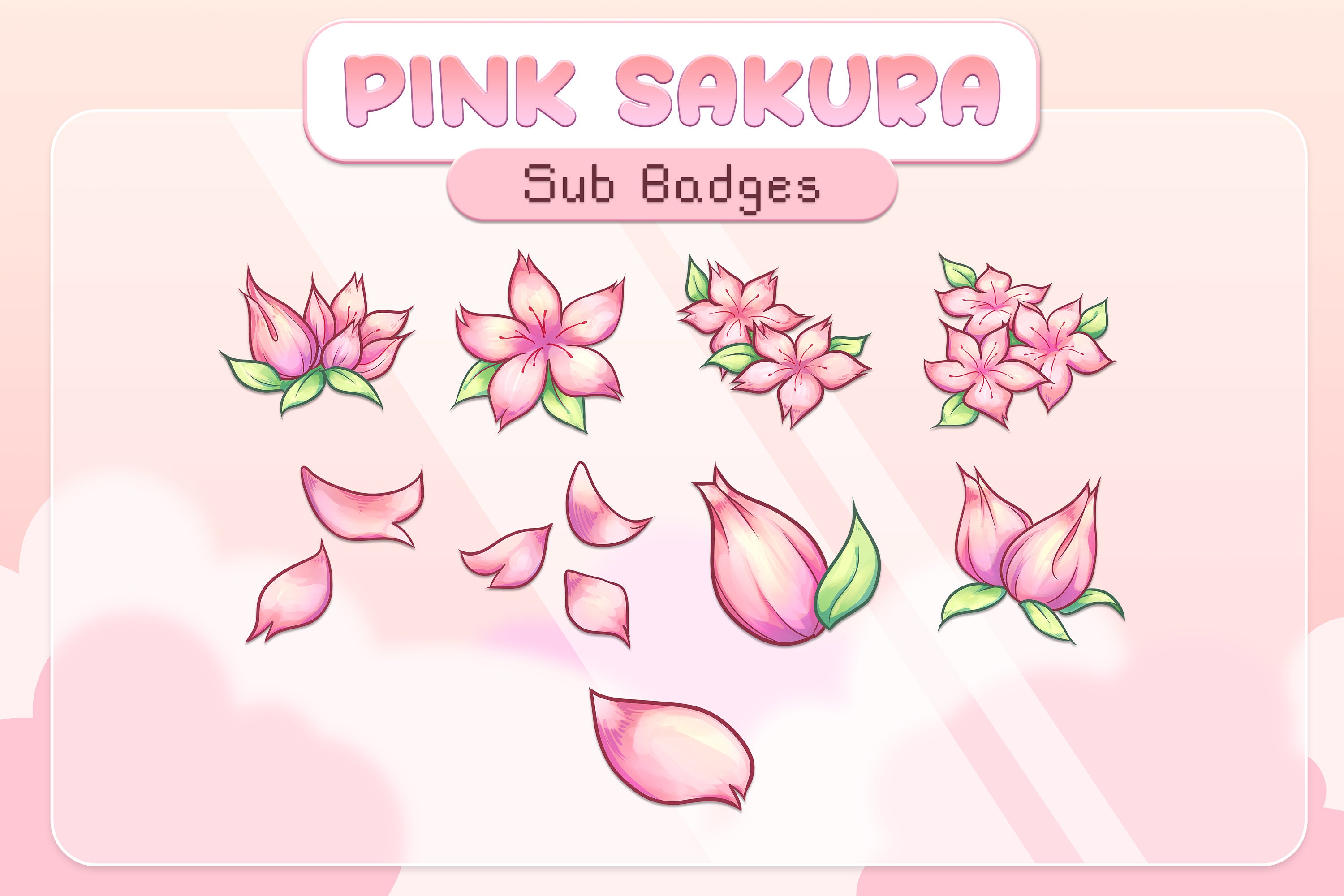 Sakura Sub Role Badges for Twitch and Discord, Japanese Cherry Blossom ...