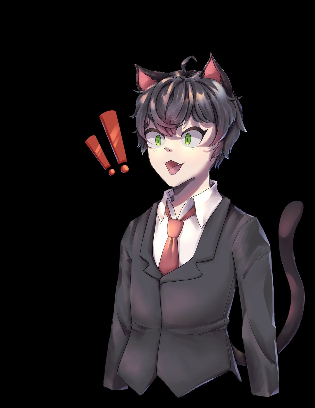 Catboy Male In Suit PNGTuber w/ 4 Expressions für Twitch und Streaming ...