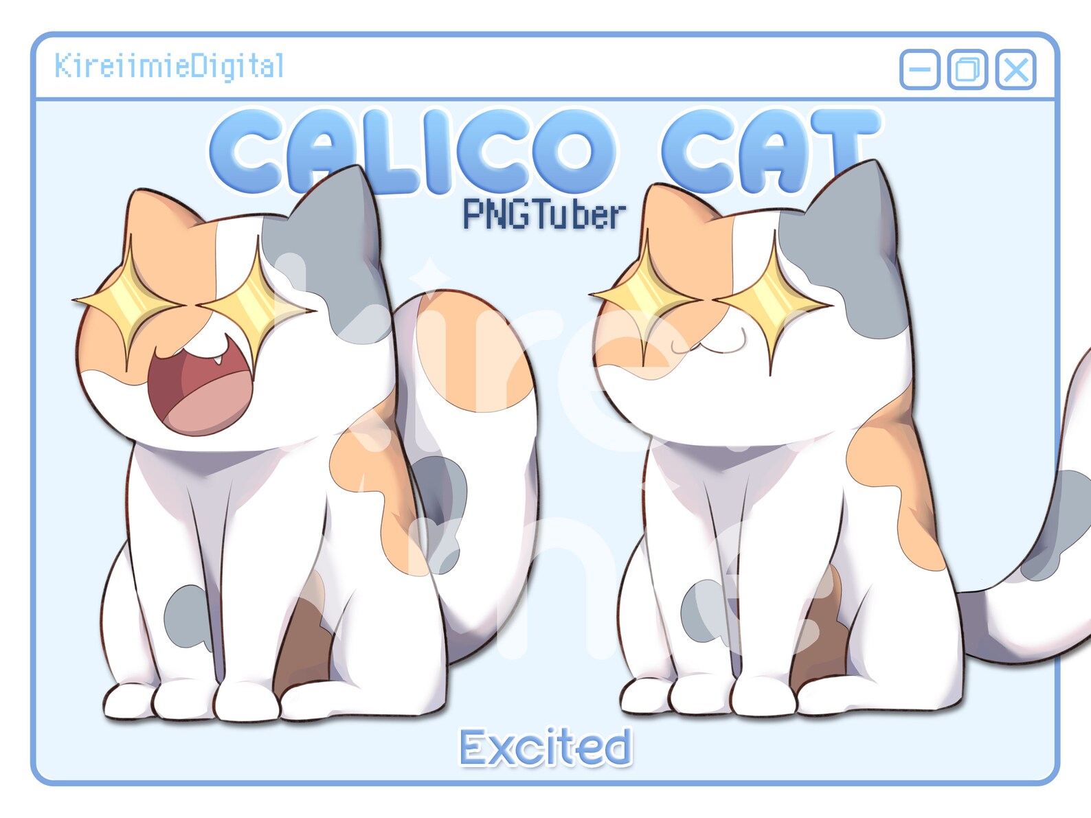 Cute Chibi Calico Cat Pngtuber W/ 4 Expressions for Twitch and ...