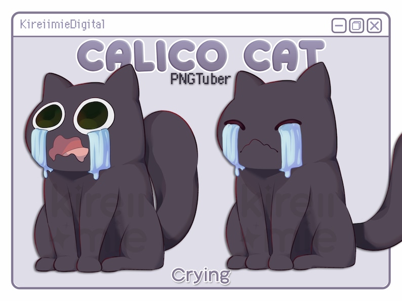 Cute Chibi Black Cat Pngtuber W/ 4 Expressions for Twitch and Streaming ...